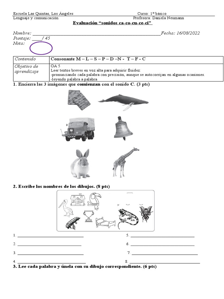 Actividades de sílabas ca, co, cu, ce, ci | PDF