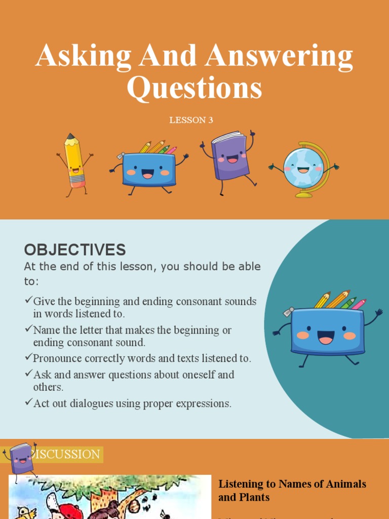 Asking and Answering Questions Lesson | PDF