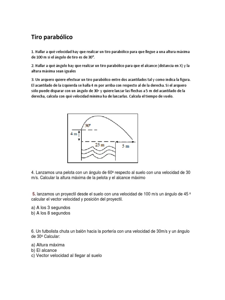 Ejercicios Tiro Parabolico | PDF