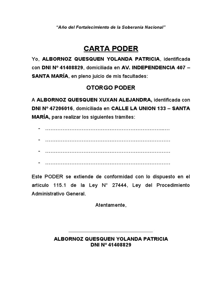 Carta Poder para Llenar | PDF