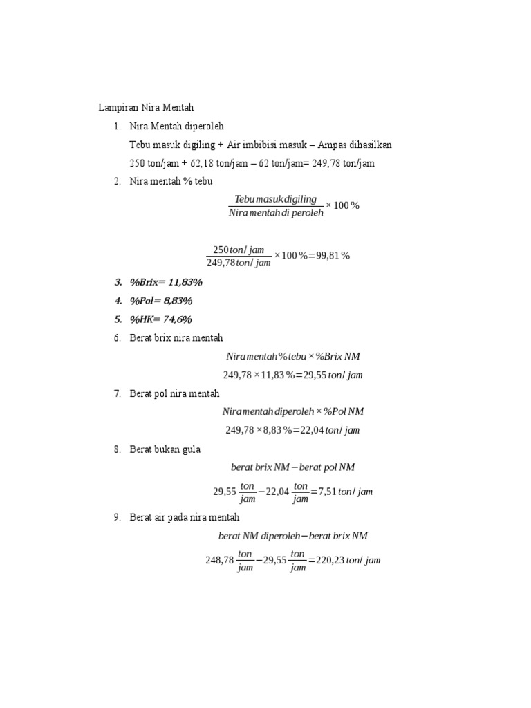 Analisis Nira Mentah Tebu dan Ampas | PDF