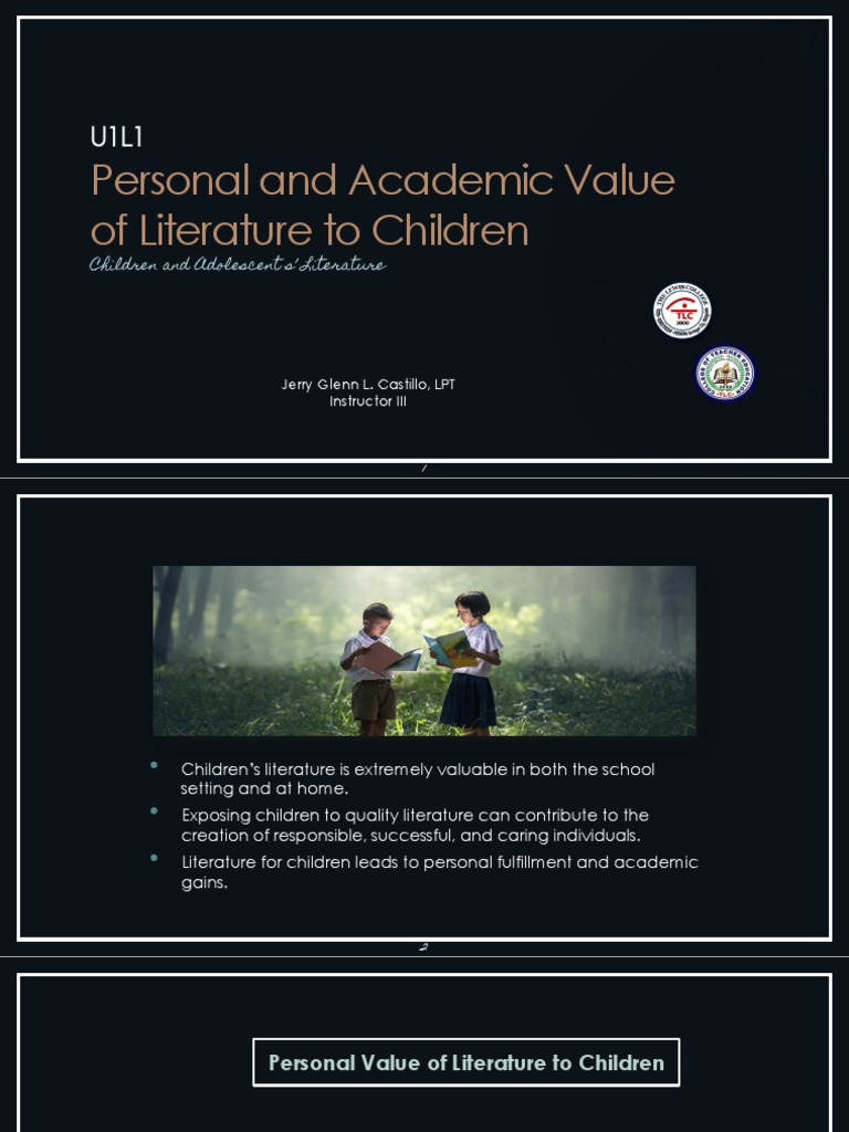 U1L2 - Personal and Academic Value of Literture To Children | PDF ...