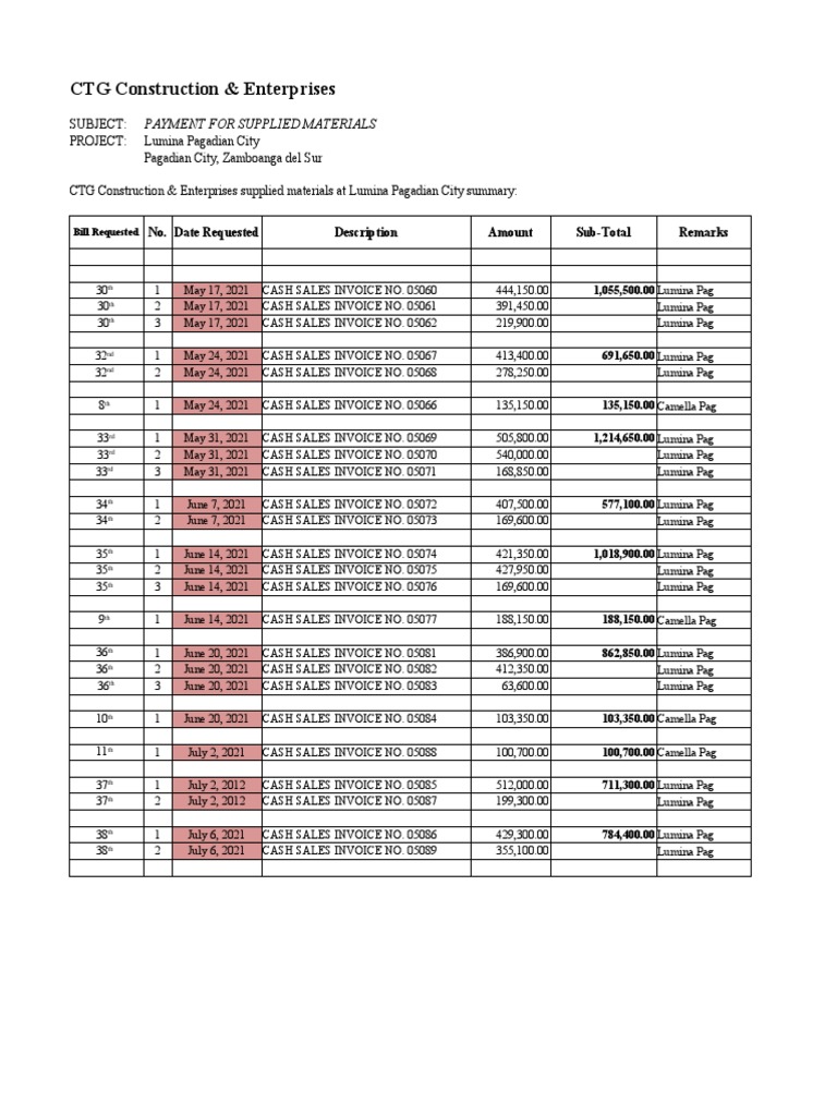 Payment Summary for Lumina Projects | PDF | Payments | Services (Economics)