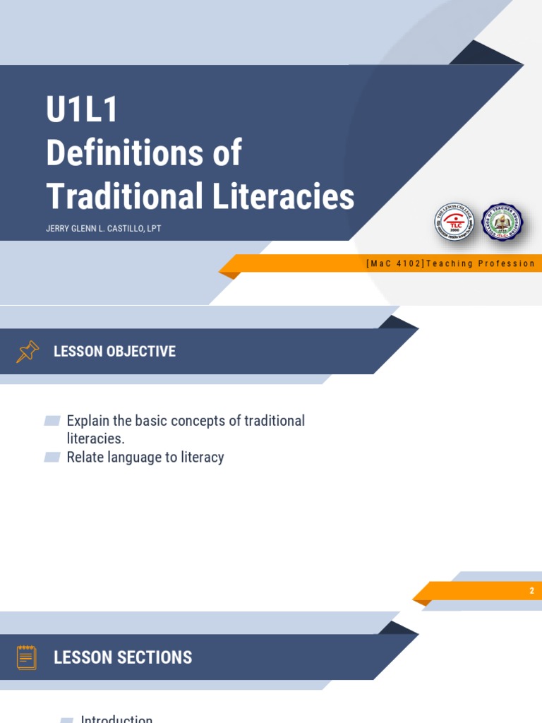 U1L1 - Definitions of Traditional Literacies | PDF | Literacy | Written Communication
