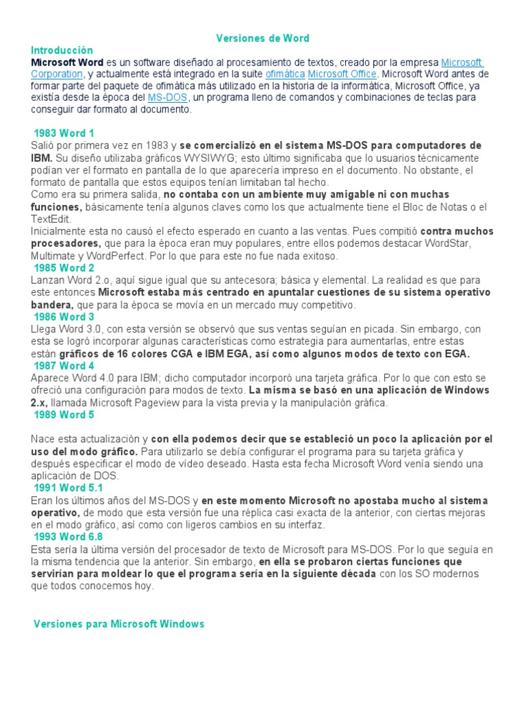 Versiones de Word Utilizando Microsoft Word en La Vida Cotidiana y ...