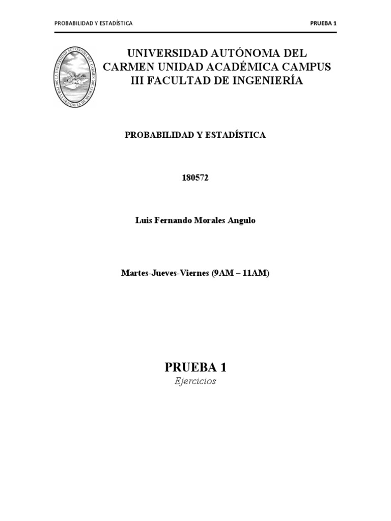 Prueba 1 - Morales Angulo Luis Fernando | PDF | Muestreo (Estadísticas)