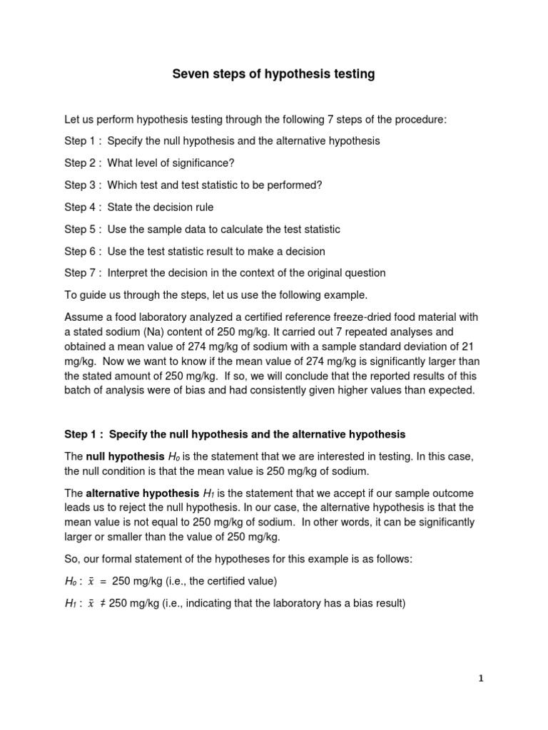 7 Steps Of Hypothesis Testing Pdf Statistical Hypothesis Testing
