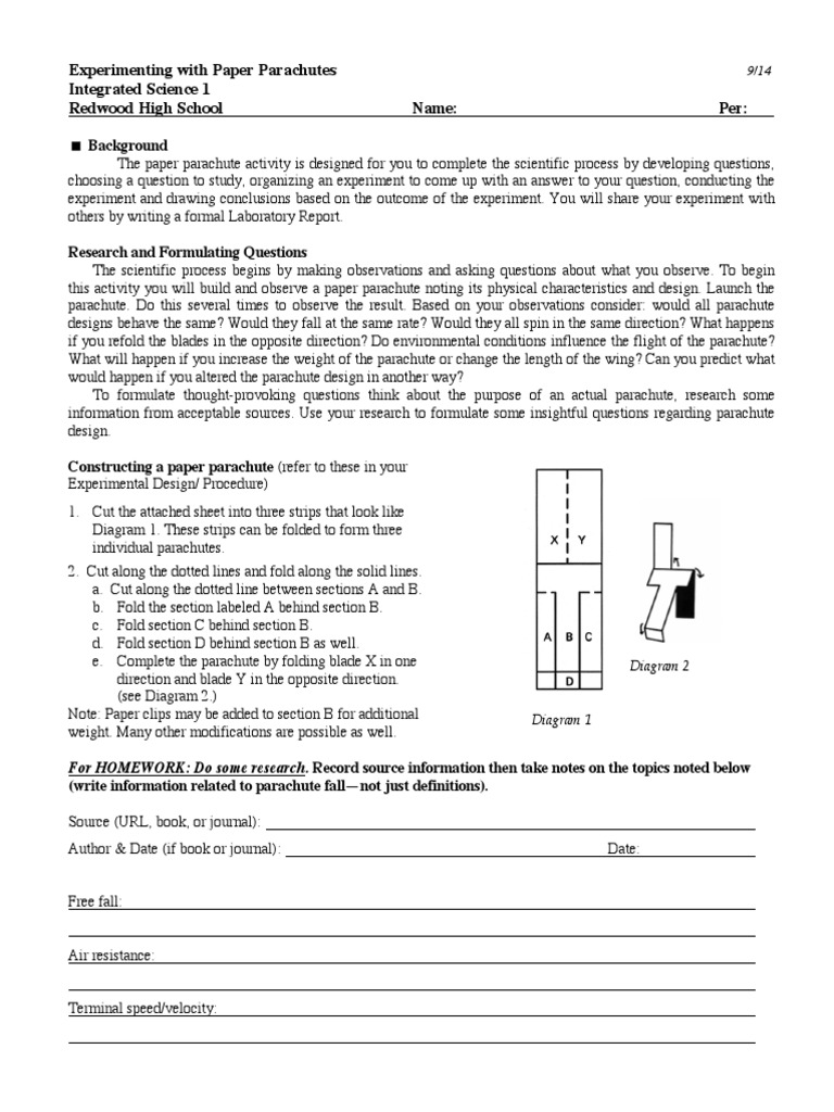 Parachute Lab | PDF | Experiment | Scientific Method