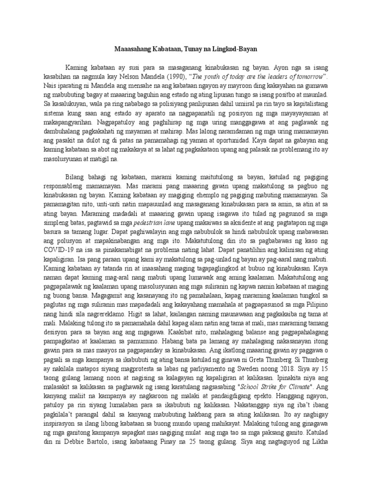 (21015) BARTOLOME, Rielin Lorgeline B. - Essay Writing (Filipino) | PDF