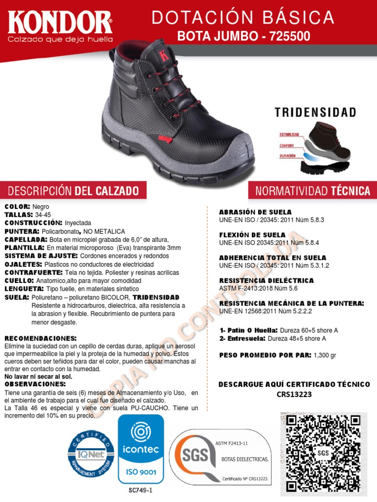 Ficha Tecnica Botas | PDF