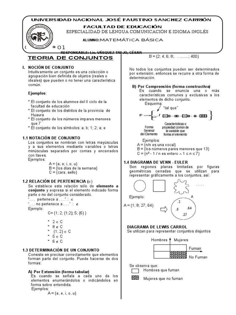 01 Teoria de Conjuntos | PDF | Conjunto (Matemáticas) | infinito