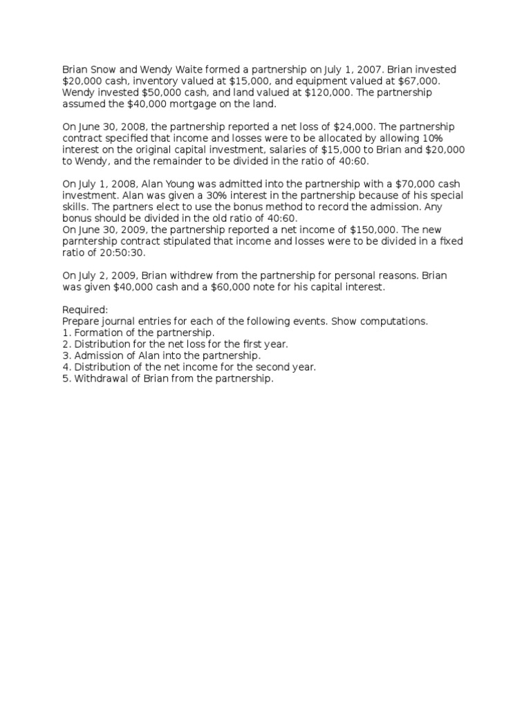 Comprehensive Partnership Problem 2 PDF Free | PDF | Finance & Money ...