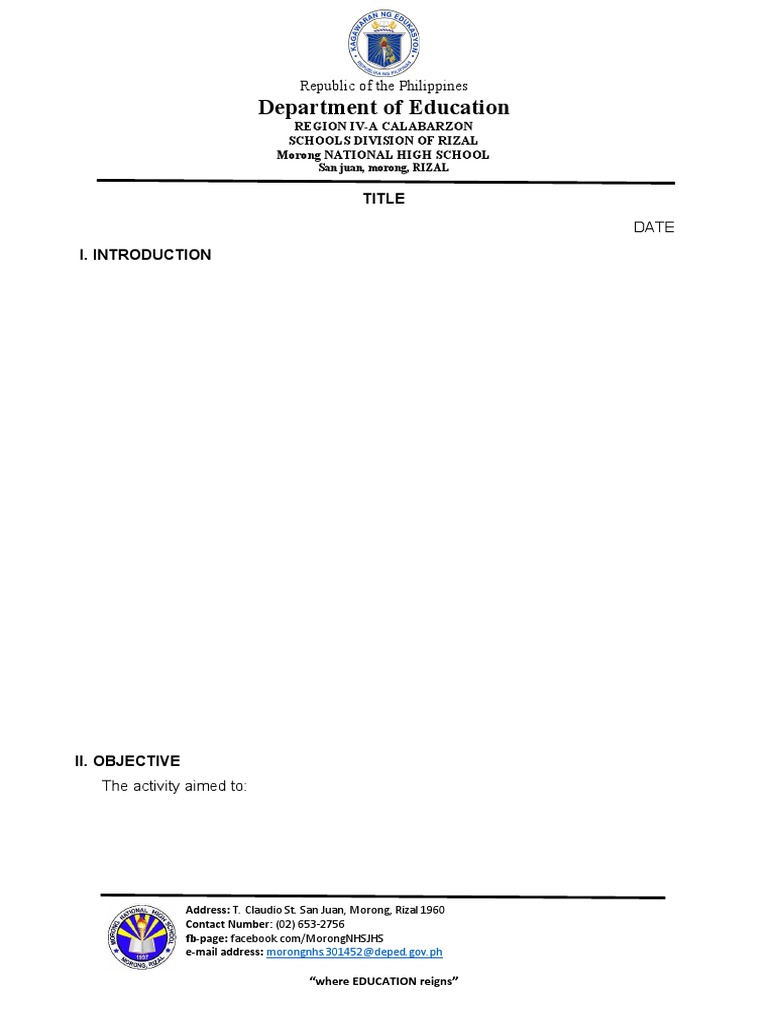 (Template) Deped Narrative - Template | PDF