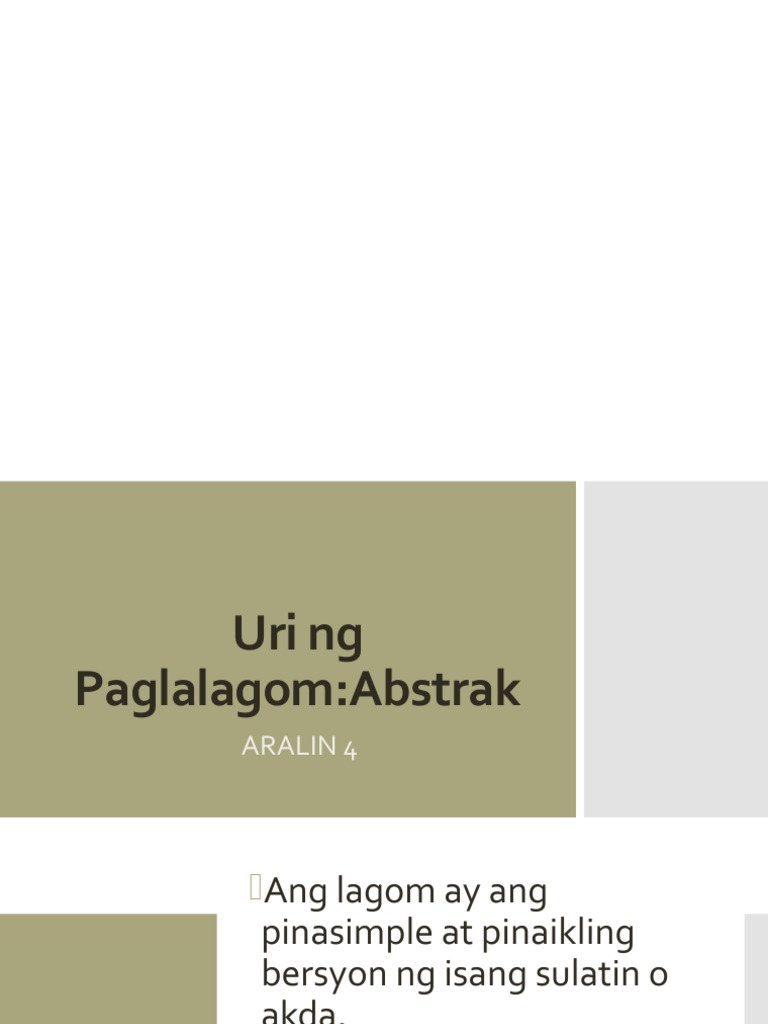 ARALIN 4 - Uri NG Lagom (Abstrak) | PDF
