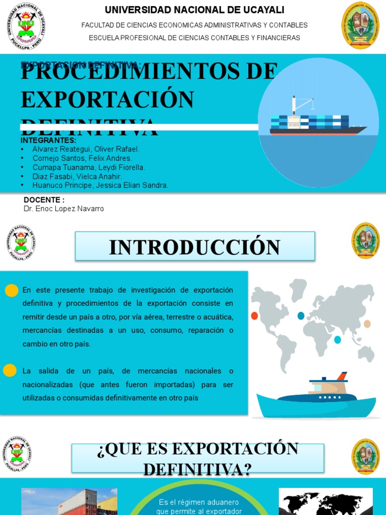 Procedimientos y documentación requerida para la exportación definitiva ...