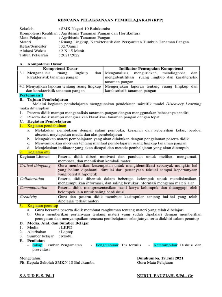 RPP 1 Lembar ATP Kelas XI | PDF | Karier & Perkembangan