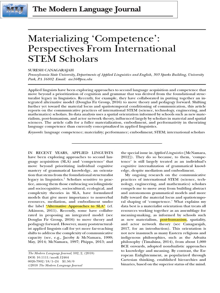 Materializing Competence in STEM Communication | PDF | Second Language ...