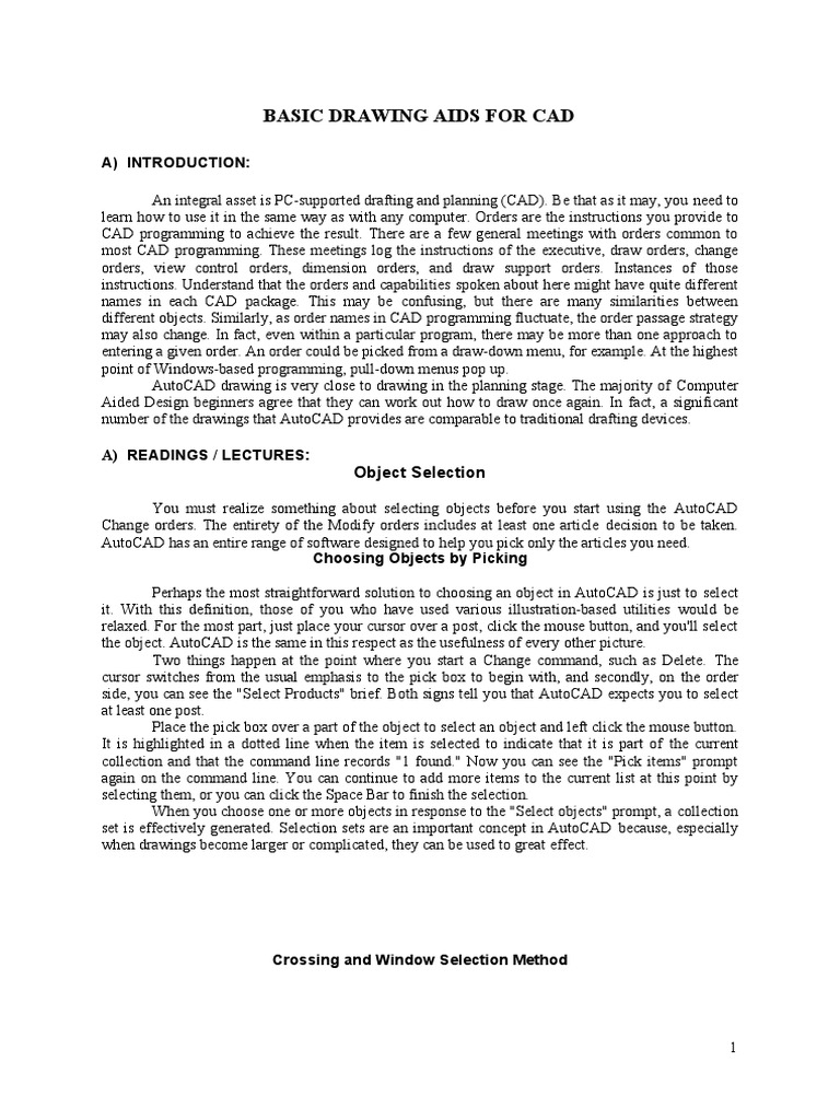 BASIC DRAWING AIDS FOR CAD Lesson For Today | PDF | Computer Aided ...