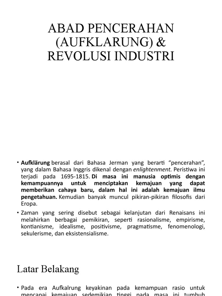 Abad Pencerahan (Aufklarung) | PDF