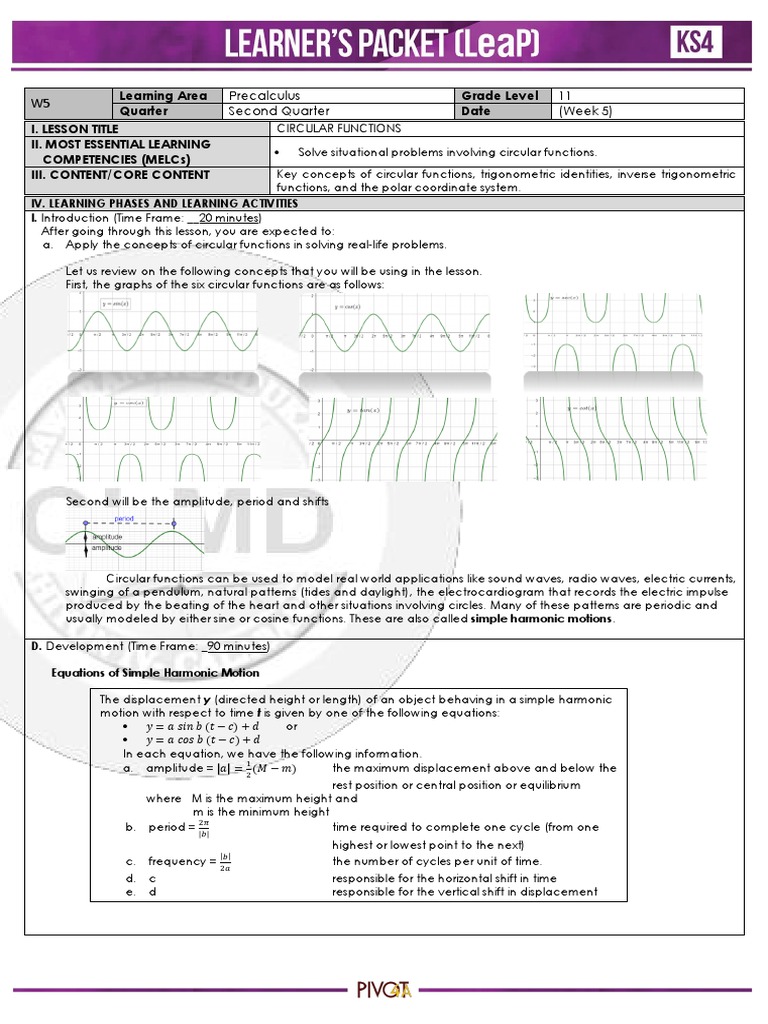 Q4 - STEM - Pre Calculus - Week5 | PDF | Trigonometric Functions ...