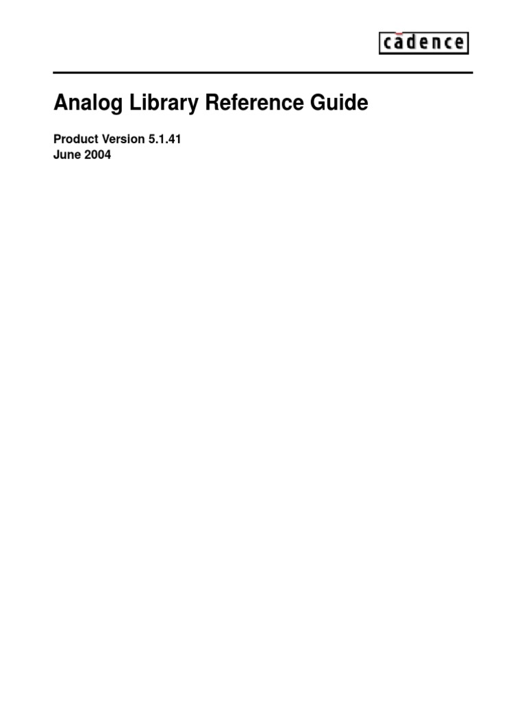 Analog Library Reference Guide | PDF | Spice | Trademark