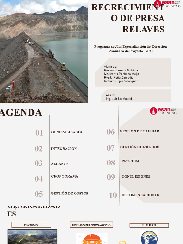 Presentación para Tesis Presa de Relave Final 1 | PDF | Calidad ...