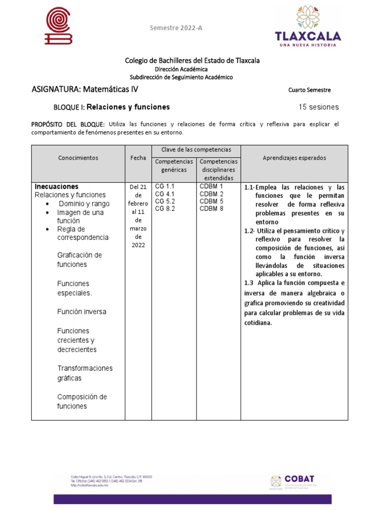 Temario Mate IV | PDF | Función (Matemáticas) | Matemáticas