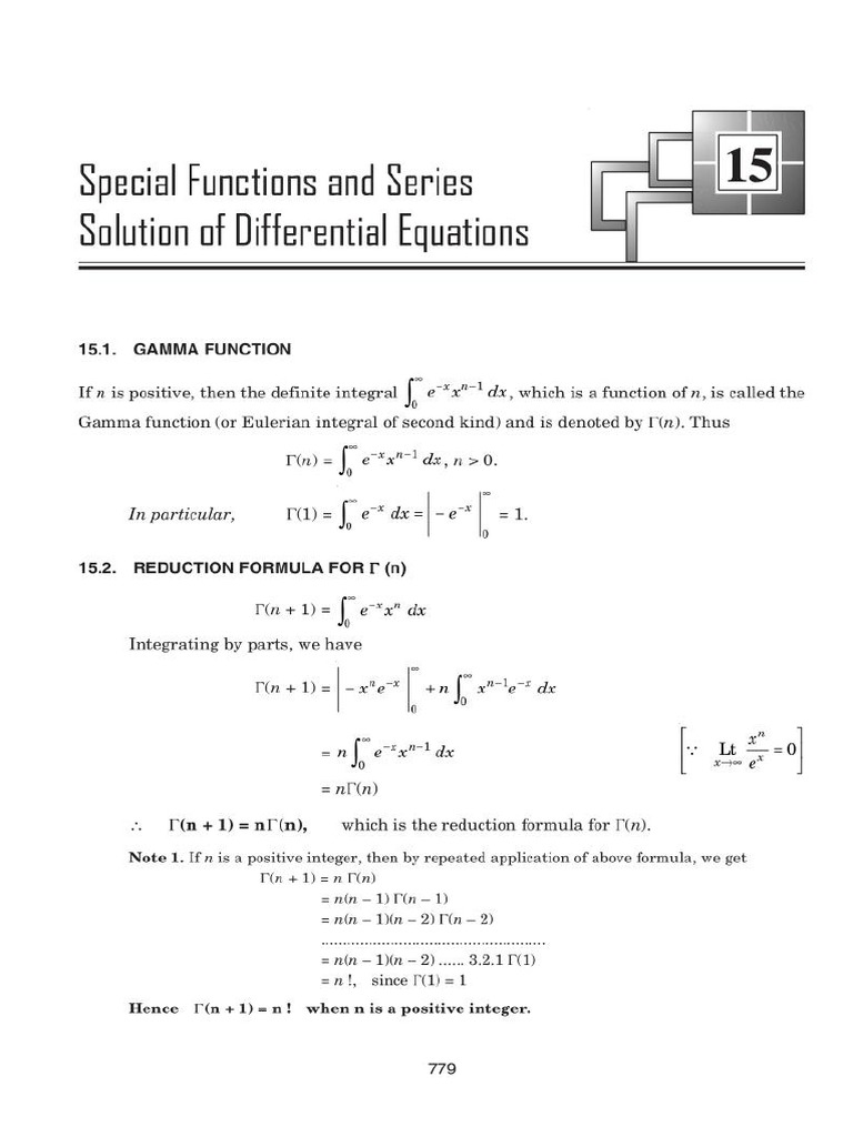 Special Function and Series Solution of Differential Equation | PDF