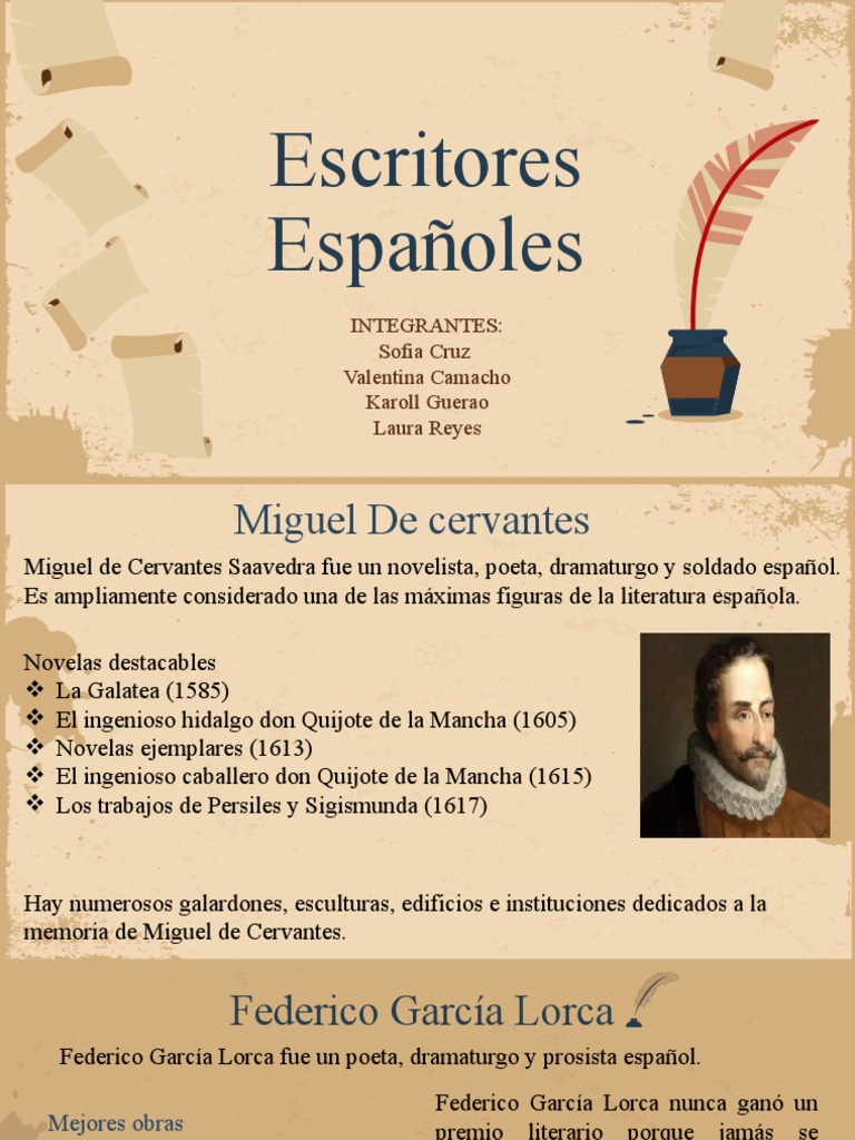 Escritores Españoles | PDF | Miguel De Cervantes | Federico García Lorca