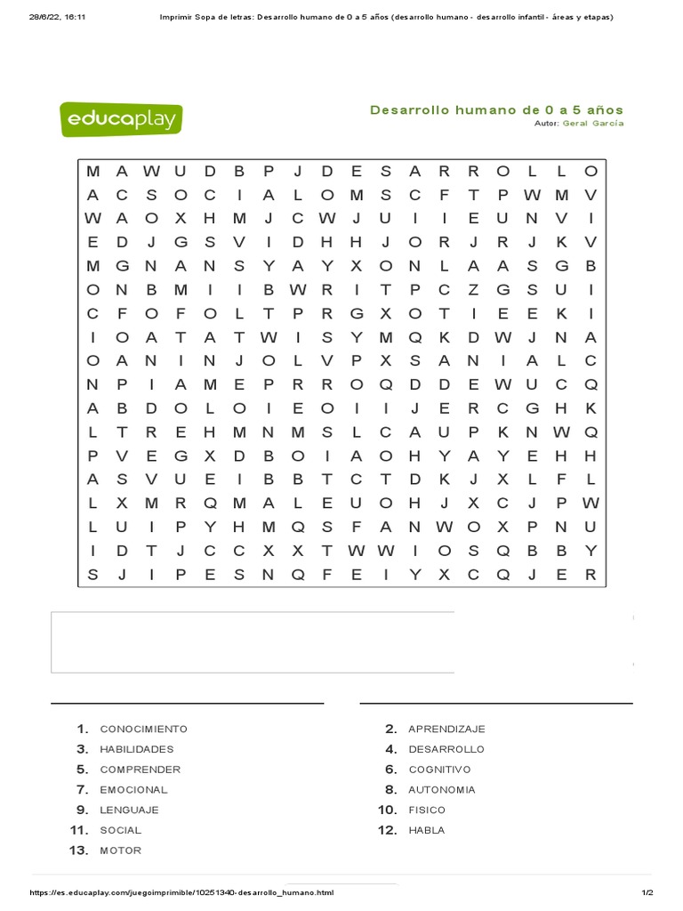 Imprimir Sopa de SOPA DE LETRAS DESARROLLO HUMANO | Descargar gratis ...