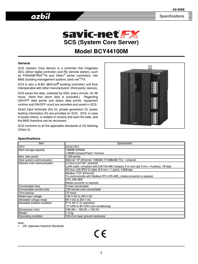 SCS (System Core Server) Model BCY44100M: General | PDF | Programmable ...