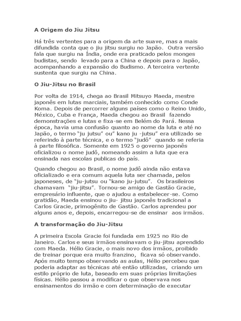 A Origem Do Jiu Jitsu | PDF | Jiu-jitsu | Muay Thai A Origem Do Jiu Jitsu | PDF | Jiu-jitsu | Muay Thai