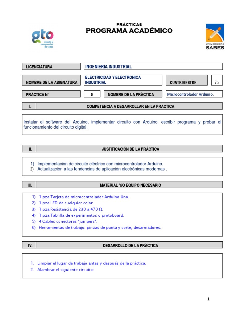 Practica 5 Arduino (LED) OK | PDF | Arduino | Bienes manufacturados
