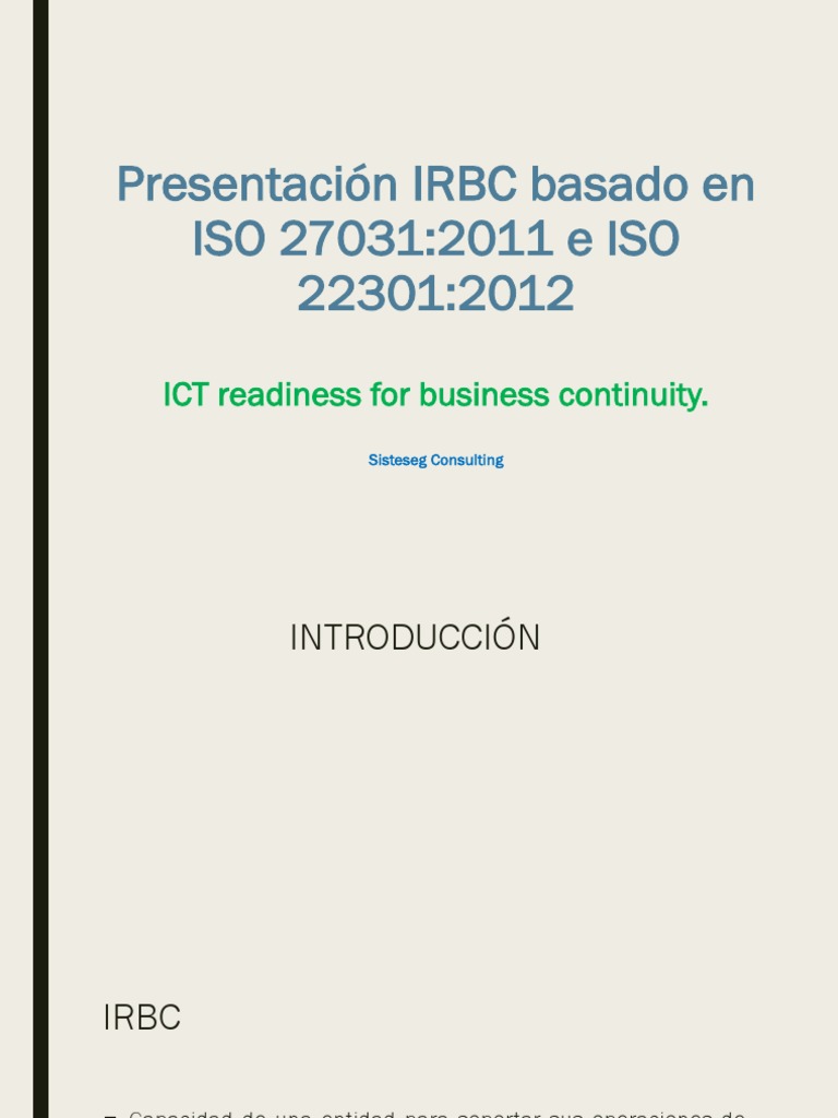 Comparativa ISO 27031 y 22301 en IRBC | PDF | Computación en la nube ...