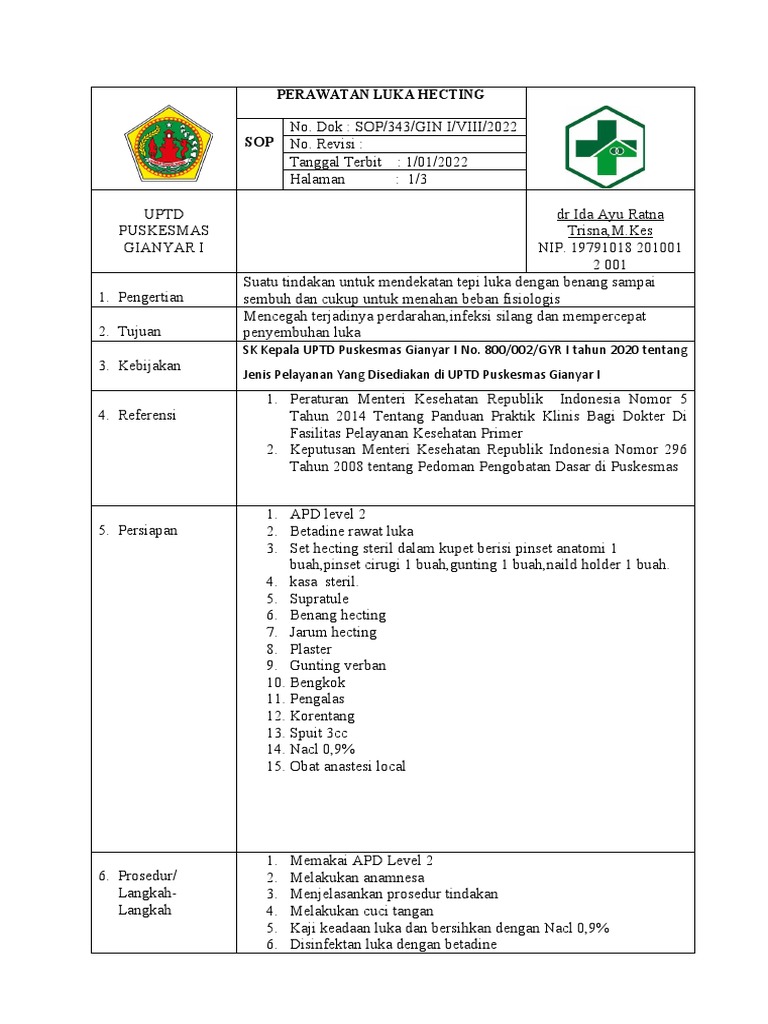 Perawatan Luka Hecting @ | PDF