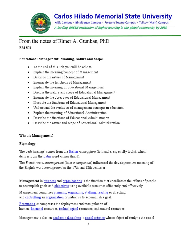 Notes EM501 | PDF | Theory | Goal