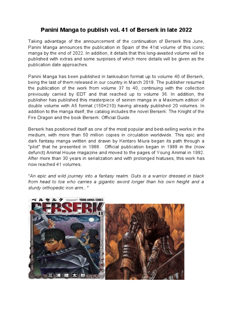 Berserk Tomo 41 2022 | PDF