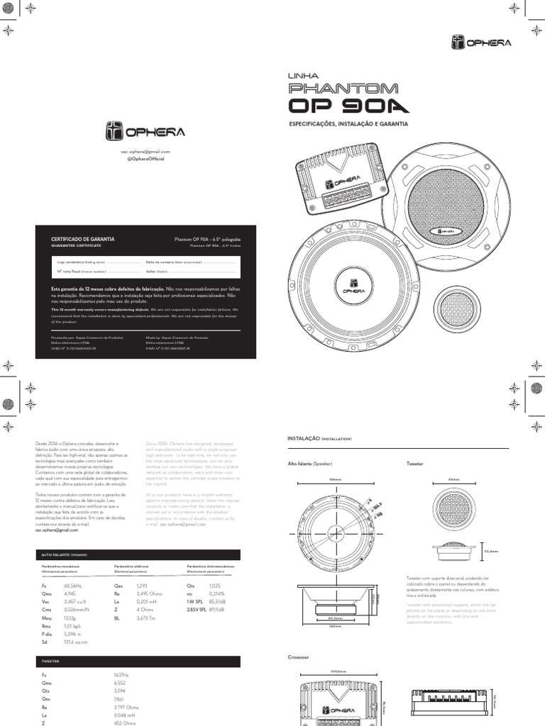 Manual - Phantom - OP 90A - Ophera - WITH TRIM MARKS | PDF