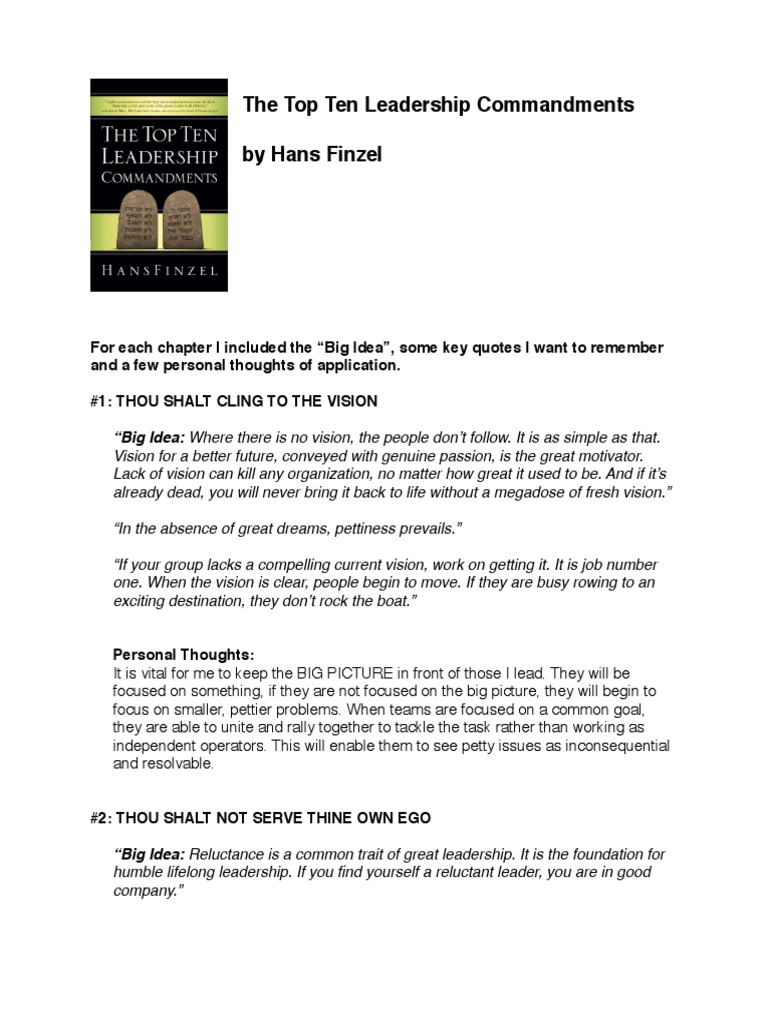 Top 10 Leadership Commandments | PDF | Leadership | Servant Leadership