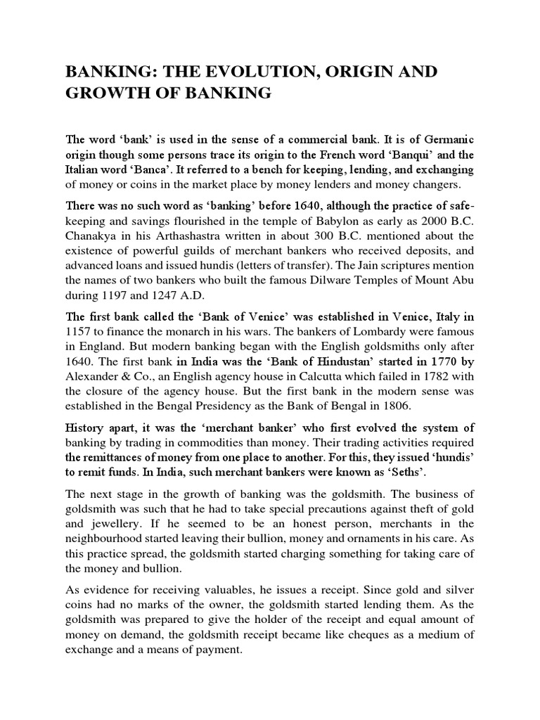 1 Evolution of Banking | PDF | Money | Banks