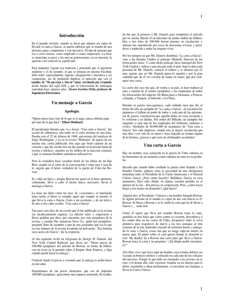 Significado de "Carta a García" | PDF | Libros para adolescentes