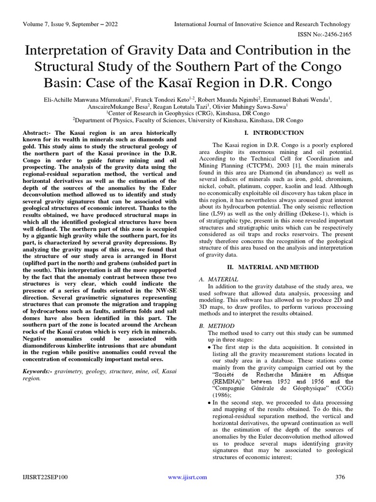 Gravity Data Analysis in Kasai, DRC | PDF | Low Pass Filter | Earth ...