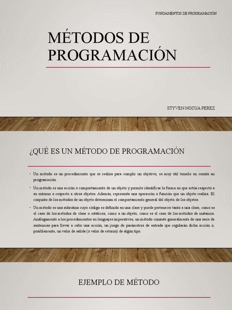 Métodos de Programación | PDF | Método (programación de computadora) | Objeto (informática)