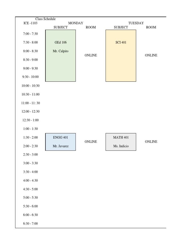 Class Sched | PDF