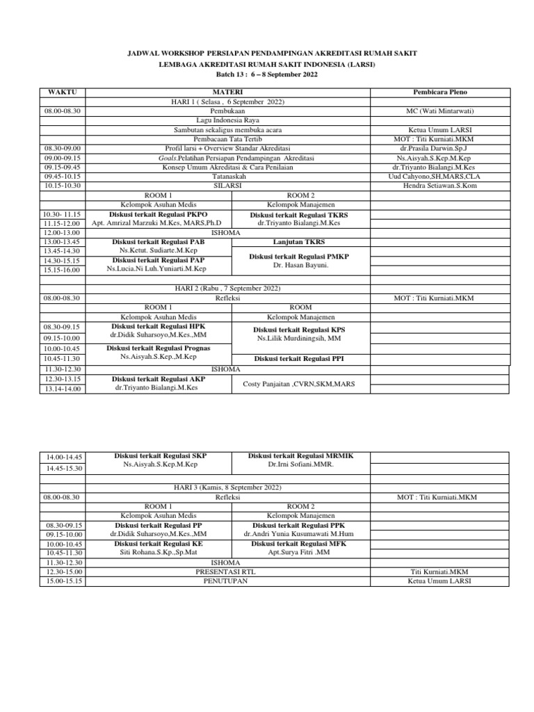 JADWAL WS - Batch.13.Rev | PDF