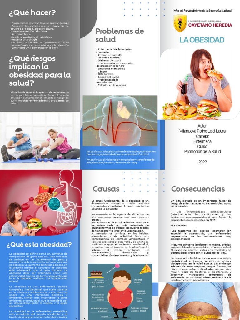 Triptico Obesidad | PDF | Obesidad | Enfermedades cardiovasculares