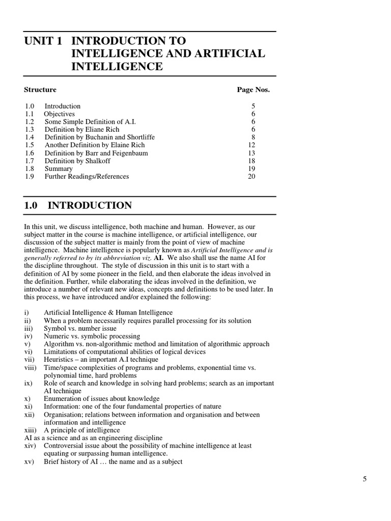 Block-1 Artificial Intelligence IGNOU | PDF | Artificial Intelligence ...