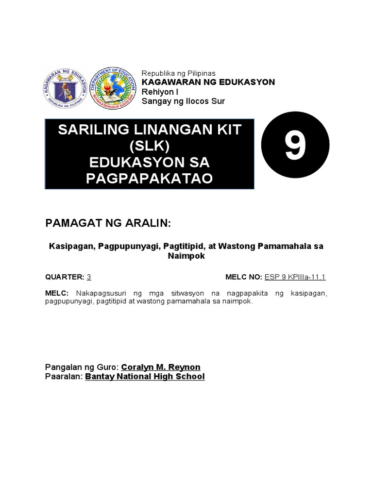 ESP Grade 9 Q3 WK 5 | PDF