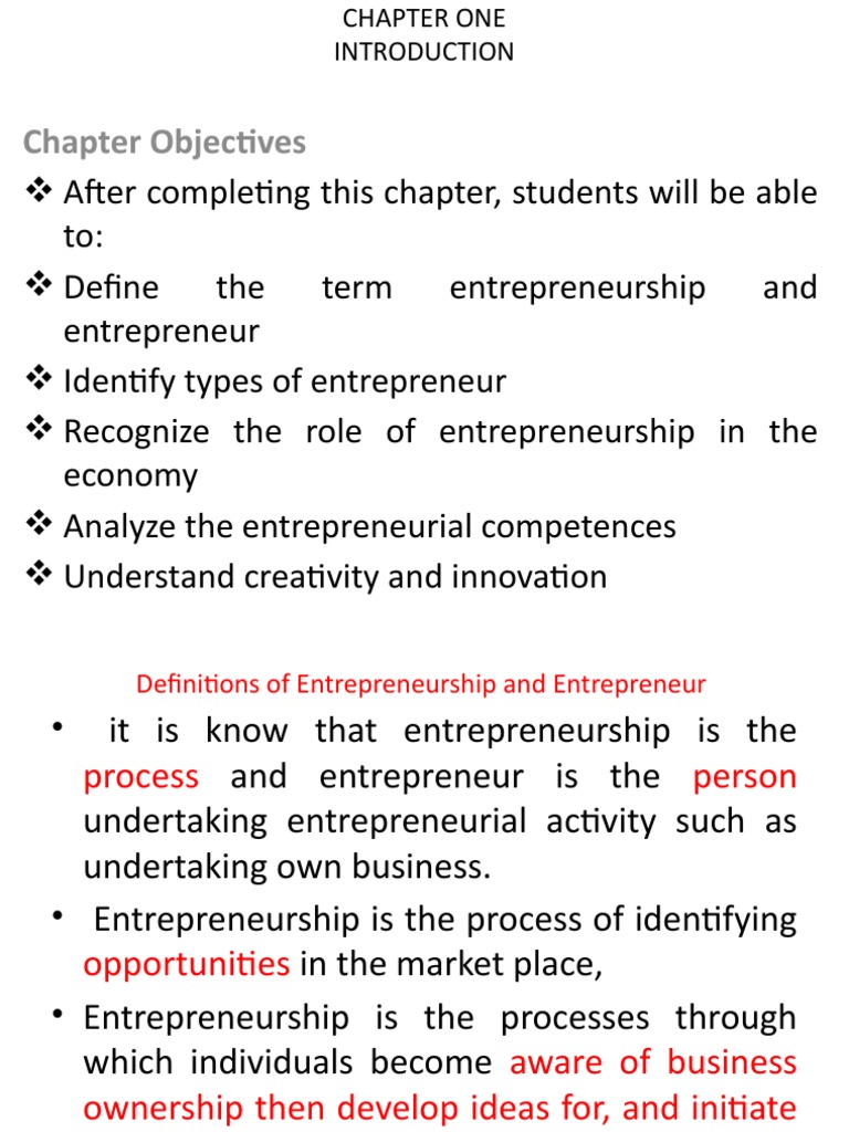 Chapter One | PDF | Entrepreneurship | Economics