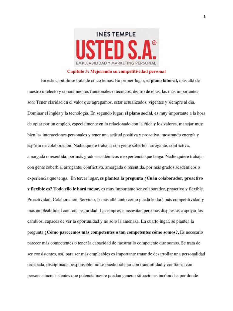 Capitulo 3 de Usted S.A. | PDF